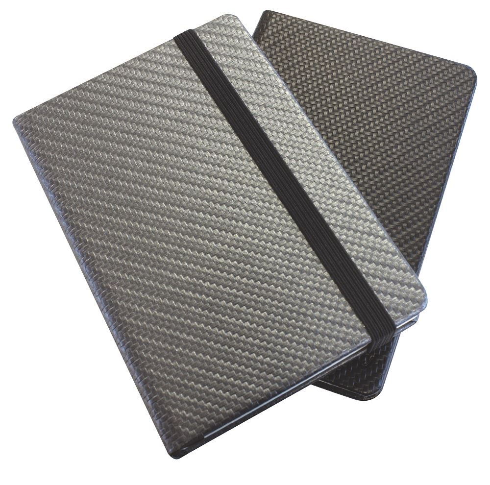Carbon Fibre Textured A5 Casebound Notebook with Elastic Strap | Juniper