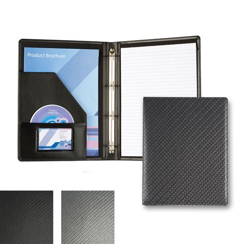 Carbon Fibre Textured PU A4 Slim Ring Binder. | Juniper