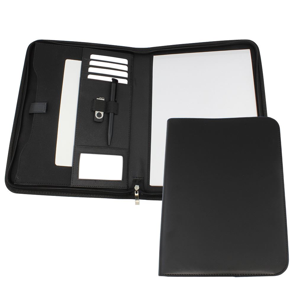 Clapham PU A4 Deluxe Zipped Conference Folder | Juniper