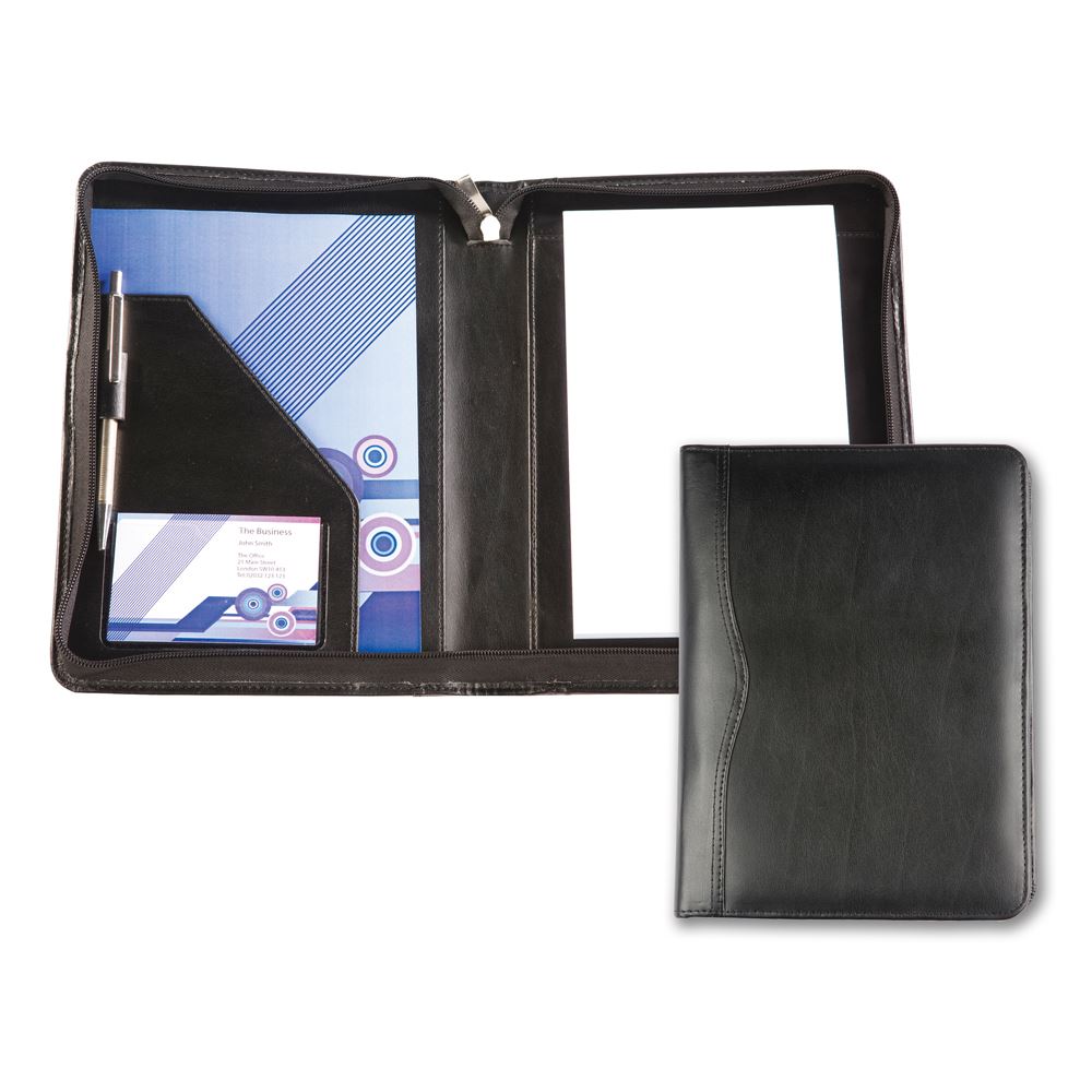 Black Balmoral Leather A5 Zipped Conference Folder | Juniper