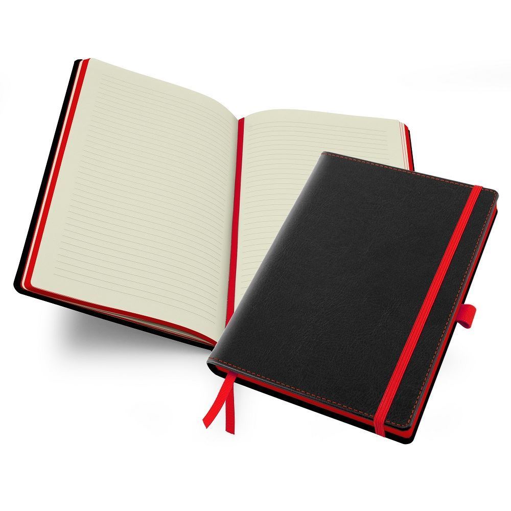 Accent A5 Notebook with a Black Cover, Contrast Colour Elastic Strap ...